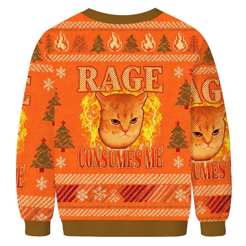 Rage Consumes Me Cat Ugly Christmas Sweater, Funny Angry Meme ...