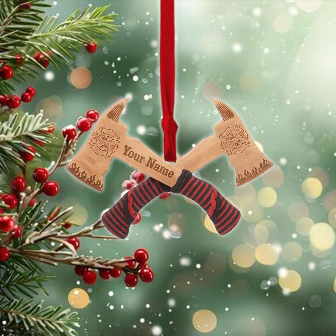 Personalized Firefighter Axes Ornament, Custom Name Fireman Gift ...