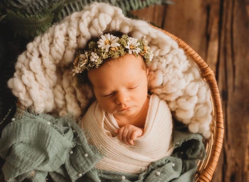 Daisy Moss and Daisey Flower Crown for Newborn Photography Props ...