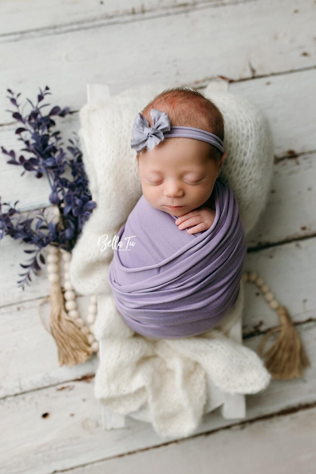 Destiny Periwinkle Dusty Lavender Newborn Simple Bow Silk Bow Headband ...