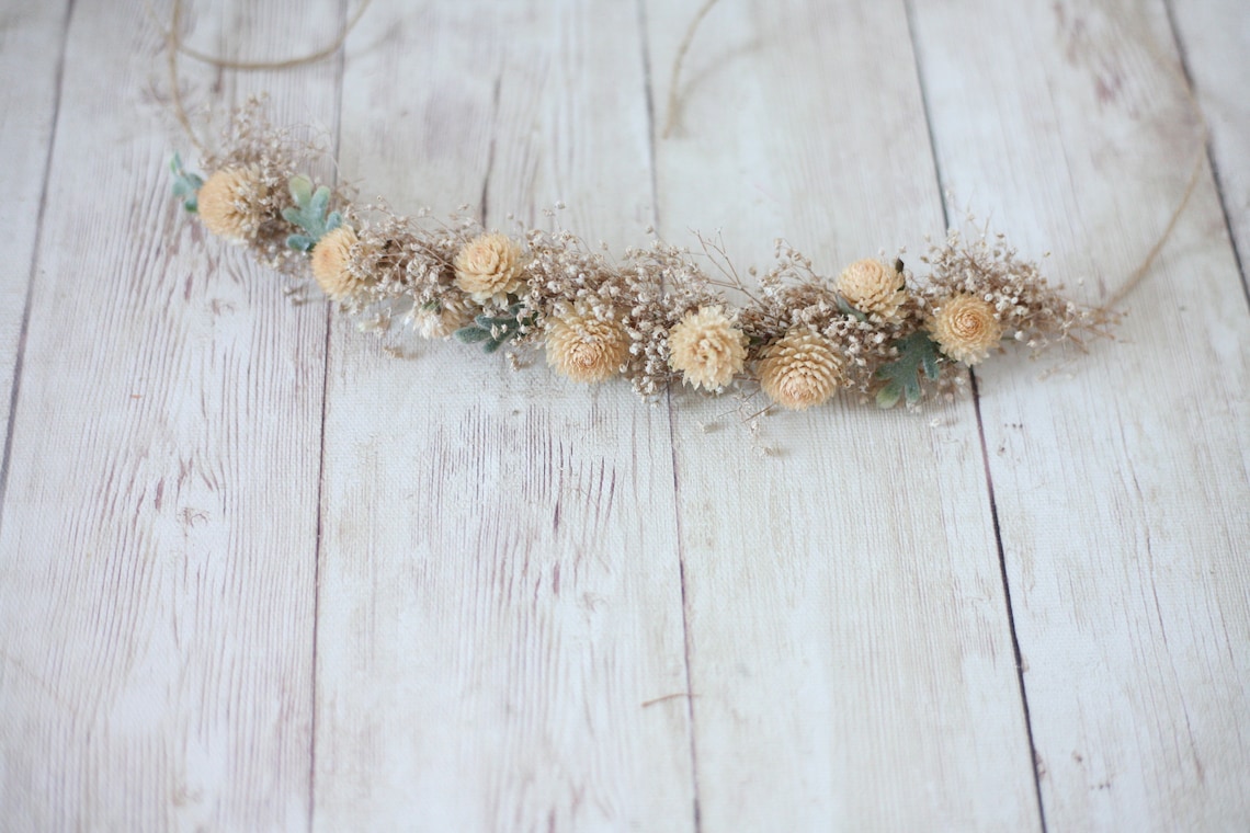 Amala Neutral Ivory Dried Organic Succulent Baby Breath Moss Vintage ...