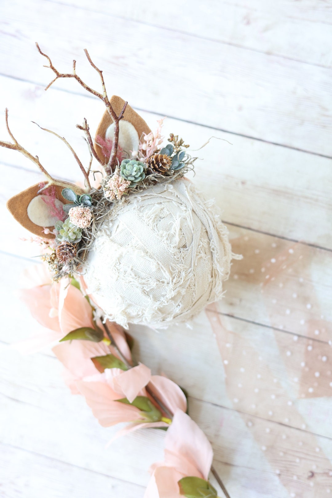 Faye Blush Pink Moss Succulent Acorn Newborn Fawn Deer - Etsy