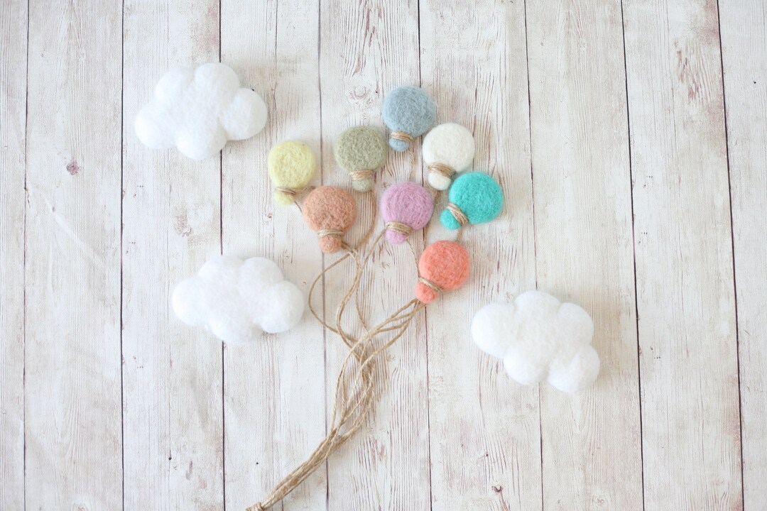 Pastel Rainbow Felted Balloon Balloons Newborn Photography Prop WITH ...