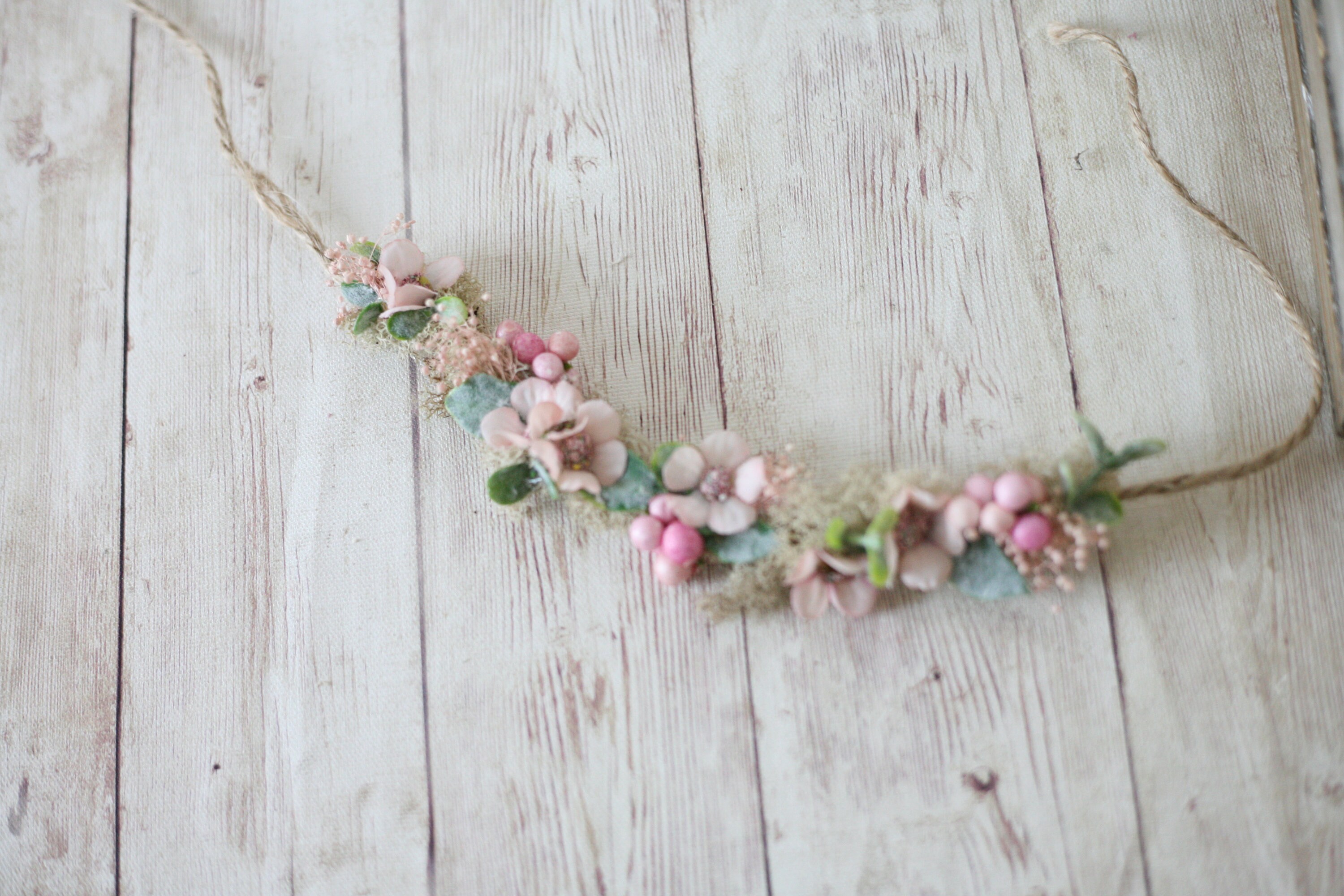 Deana: Pastel Blush Pink Rose Berries Berry Newborn Flower Crown ...