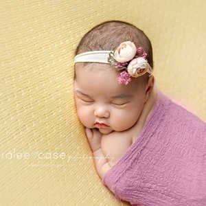 Winny Blush Pink Neutral Organic Ivory Cream Newborn Tie Back Flower ...