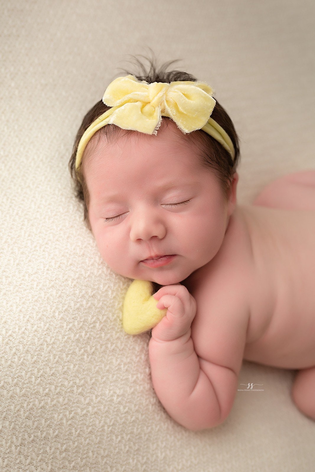Buttercup pale pastel yellow velvet bow newborn headband | Etsy