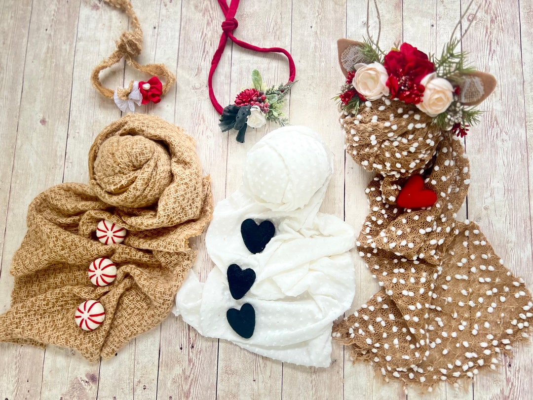 Winter Classic Newborn Prop Set Gingerbread Snowman Reindeer Flower ...