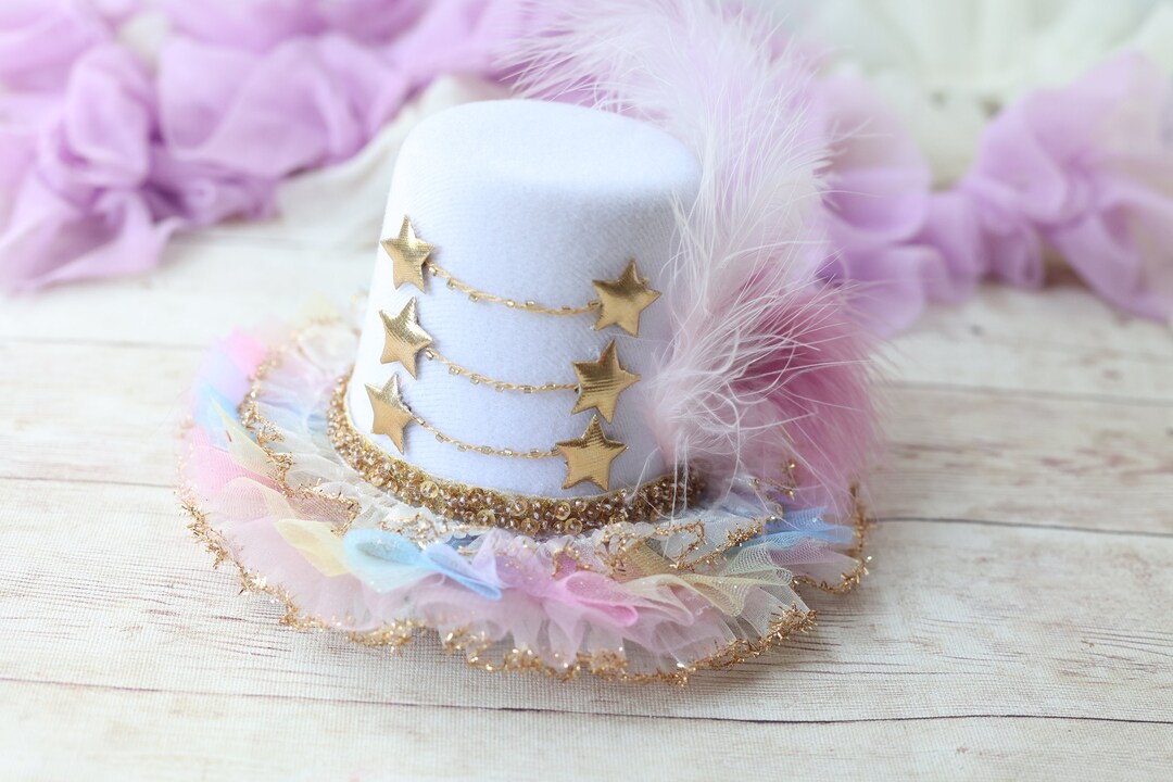 Pastel Rainbow Gold White Mini Circus Top Hat Newborn Sitter ...