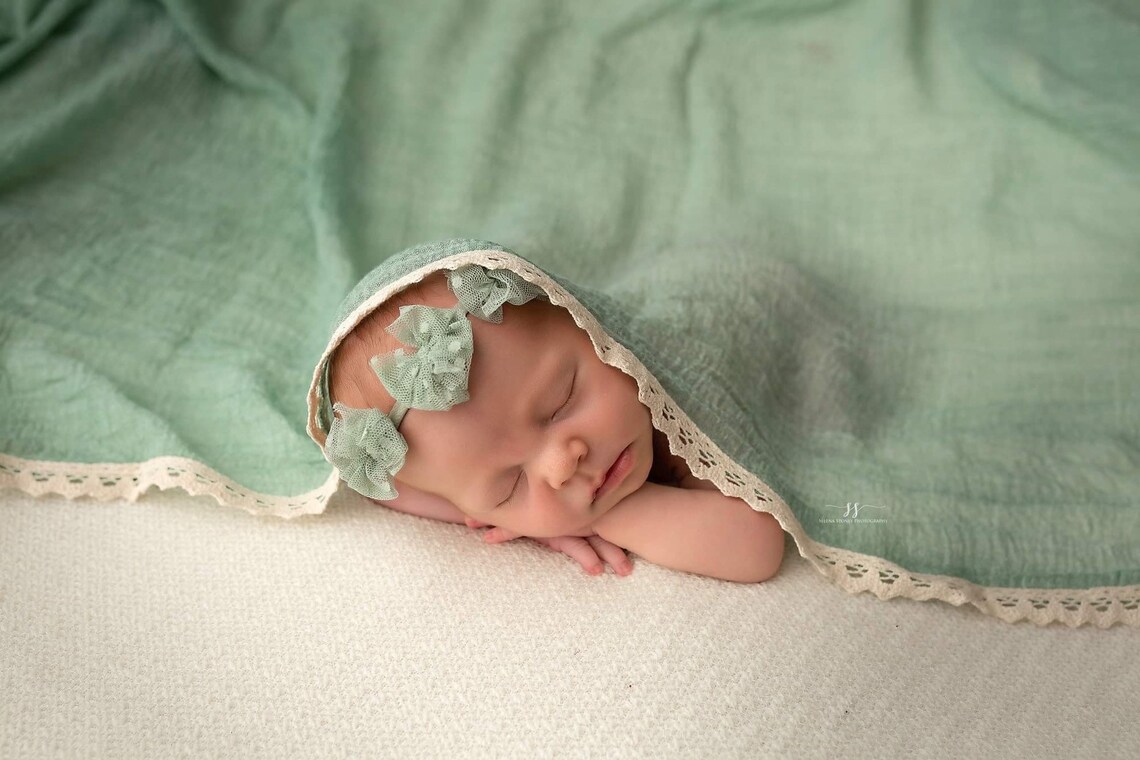 Frothe Triple Simple Chiffon Bow Mint Sage Dusty Green Dainty | Etsy