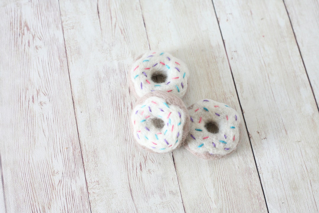 Ready to Ship Felted Felt Donut White Sprinkles Felt Food Wool Newborn ...
