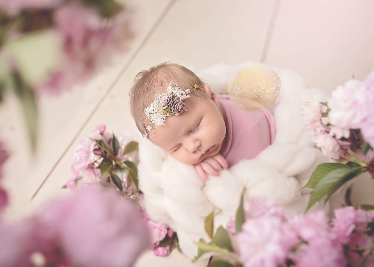 Neutral Succulent Ivory Vintage Dainty Delicate Newborn Organic Tieback ...