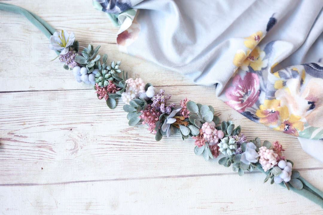 Jauna SET Spring Greenery Lavender Pink Aqua Newborn Flower Crown ...