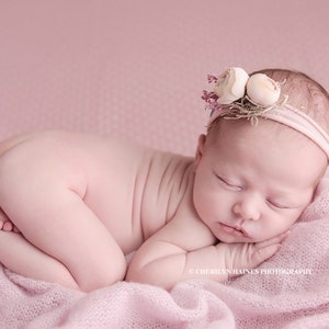 Winny Blush Pink Neutral Organic Ivory Cream Newborn Tie Back Flower ...