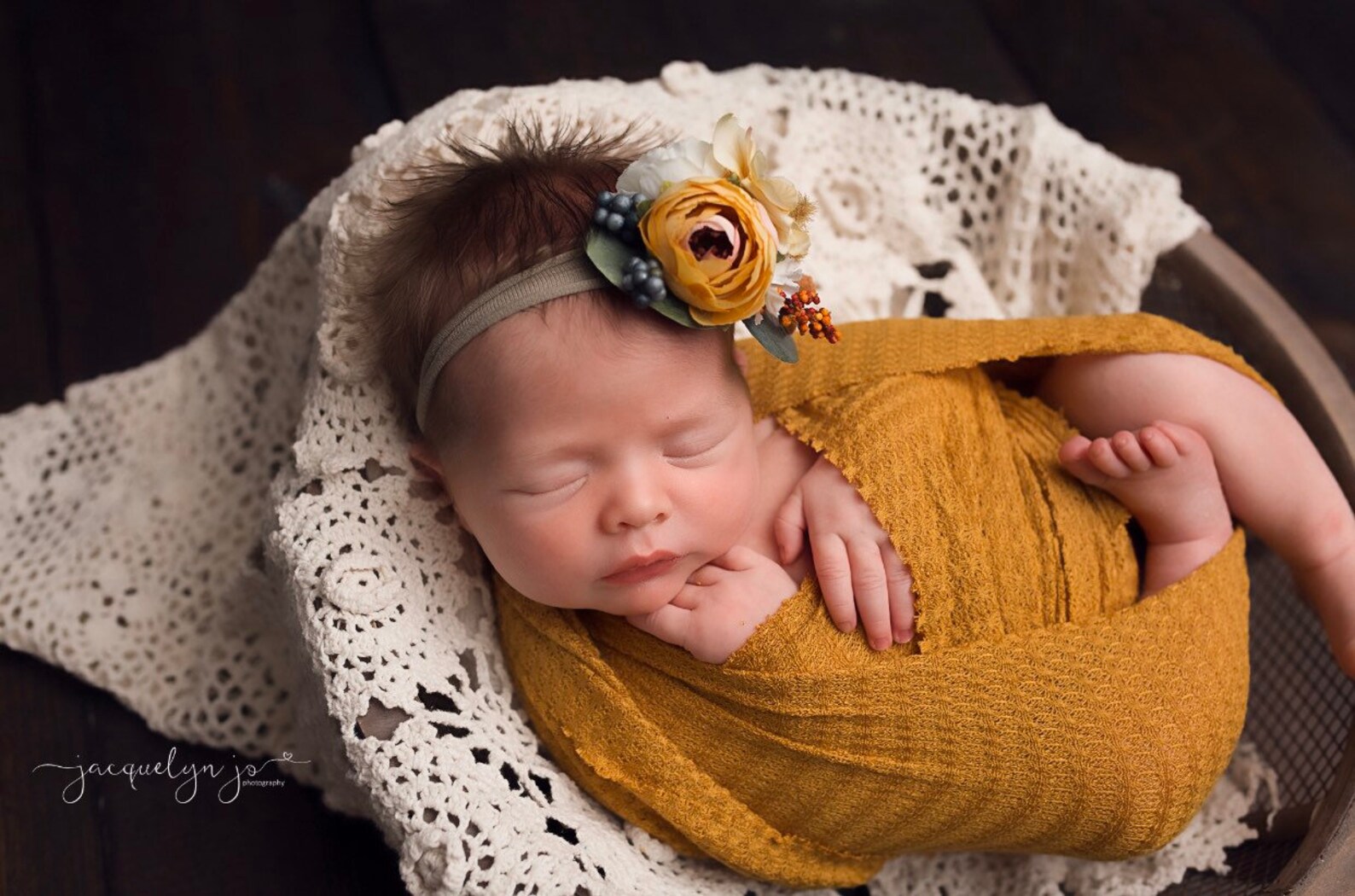 Somerset Fall Yellow Mustard Newborn Boho Flower Crown Newborn Organic ...
