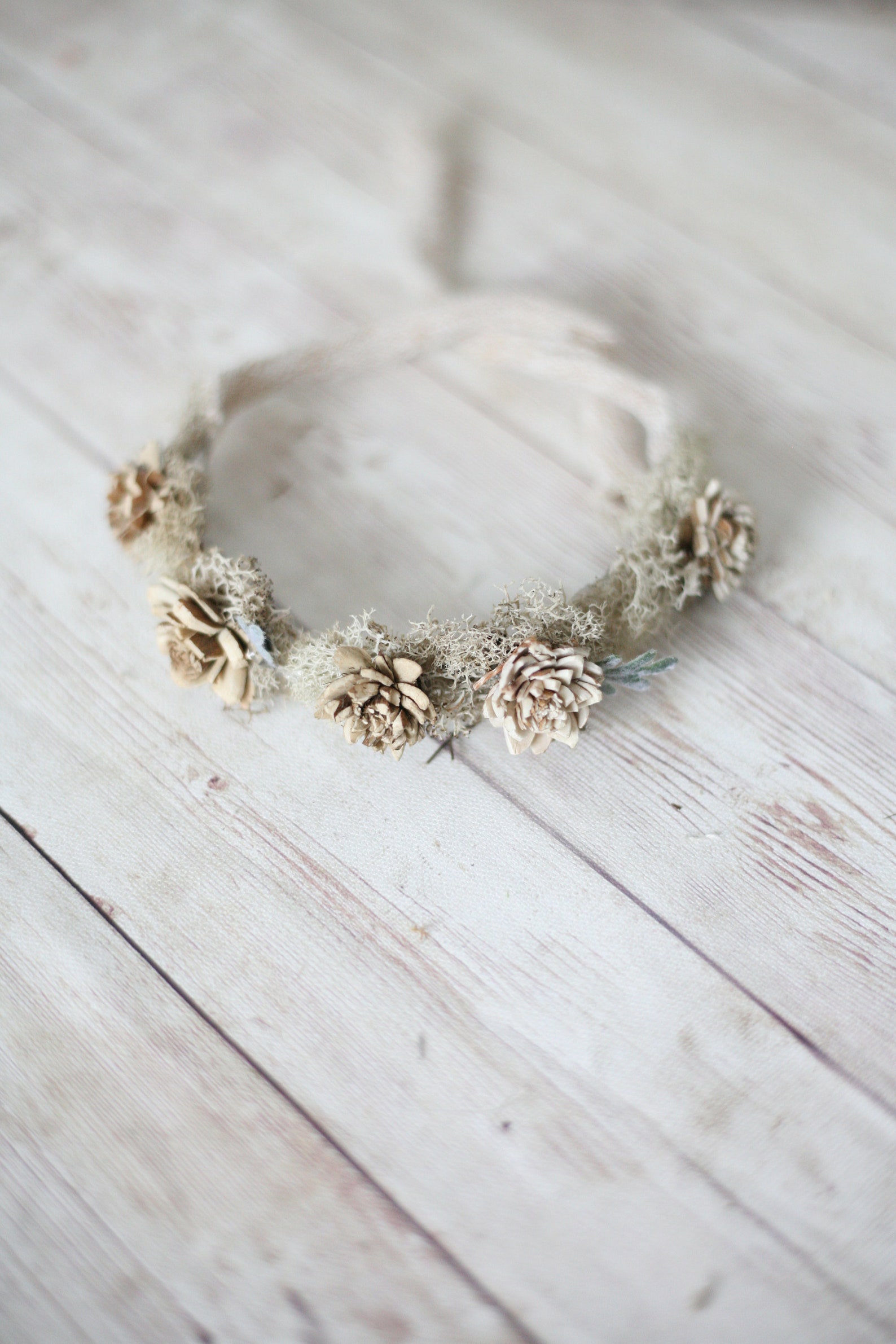 Wren Neutral Ivory Organic Moss Vintage Flower Crown Newborn | Etsy