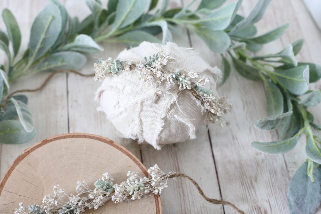 Linnet Neutral Ivory Organic Succulent Baby Breath Moss Vintage Flower ...