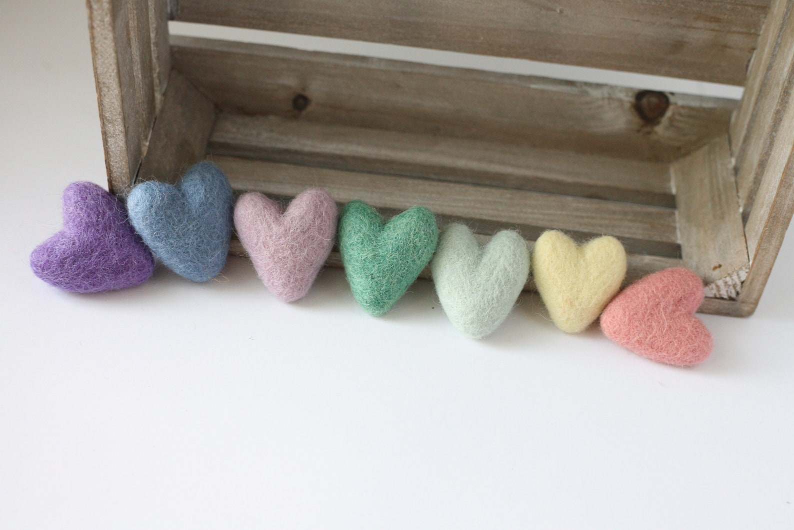Pastel Rainbow Felted Wool Hearts Newborn Photography Prop | Etsy