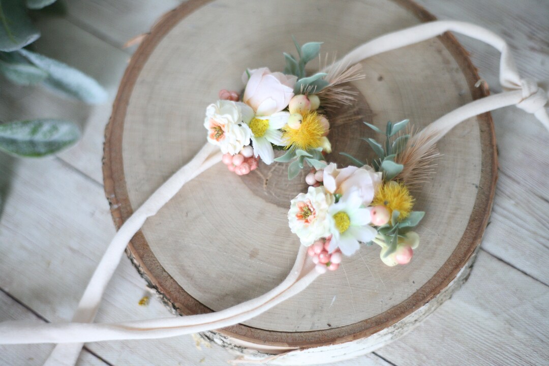 Kalei Blush Pink Mustard Daisy Wildflower Headband Tieback Adjustable ...