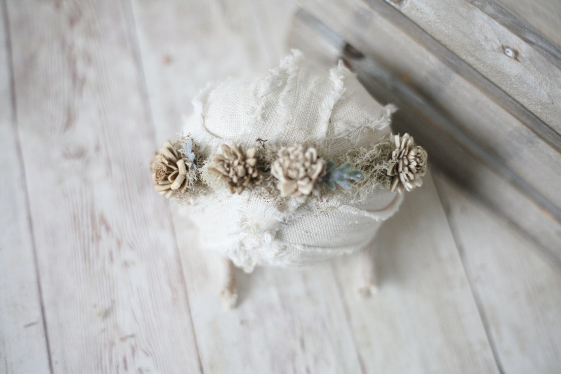 Wren Neutral Ivory Organic Moss Vintage Flower Crown Newborn | Etsy