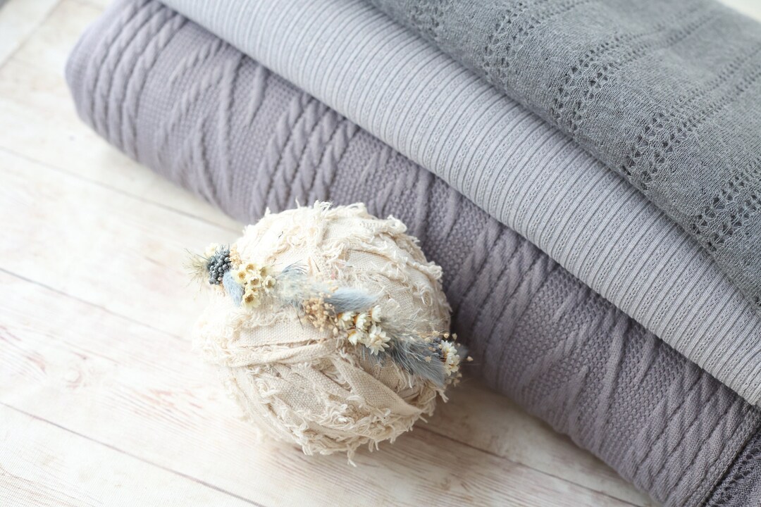 Marnie SET Dried Newborn Flower Crown Grey Navy Blue Stretch Sweater ...