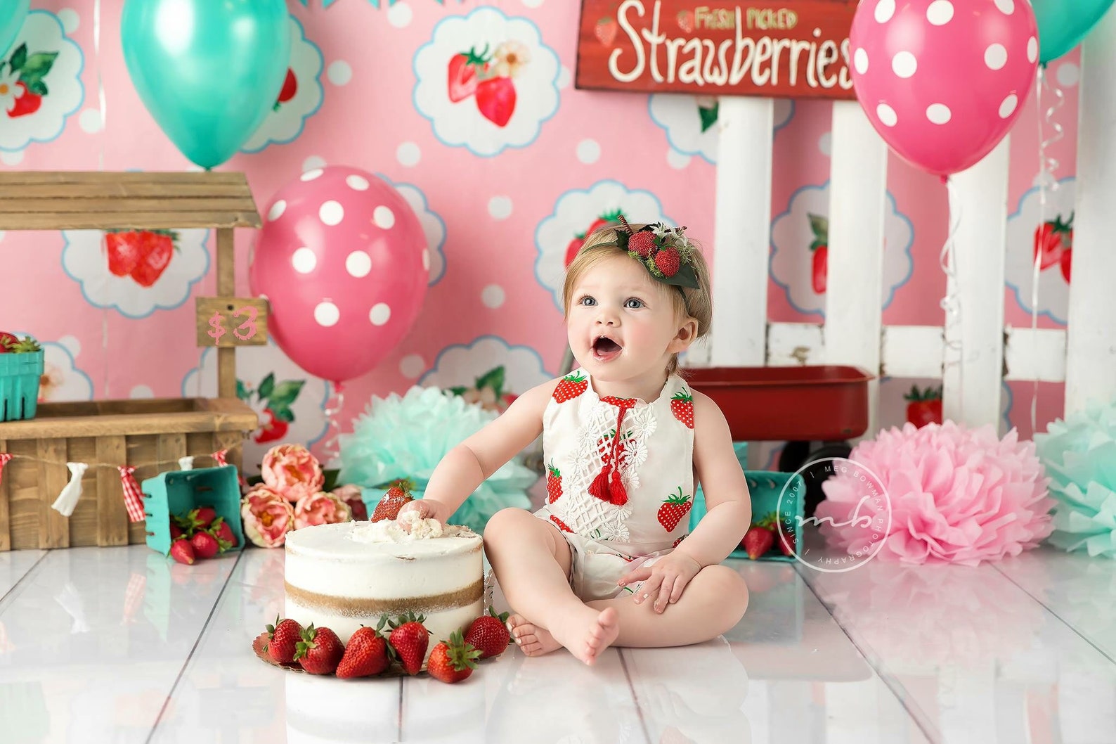 Berry Cute Strawberry and Greenery Halo Flower Crown Photography Prop ...
