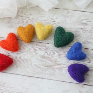Rainbow Felted Wool Hearts Newborn Photography Prop Felt Heart Set - Etsy