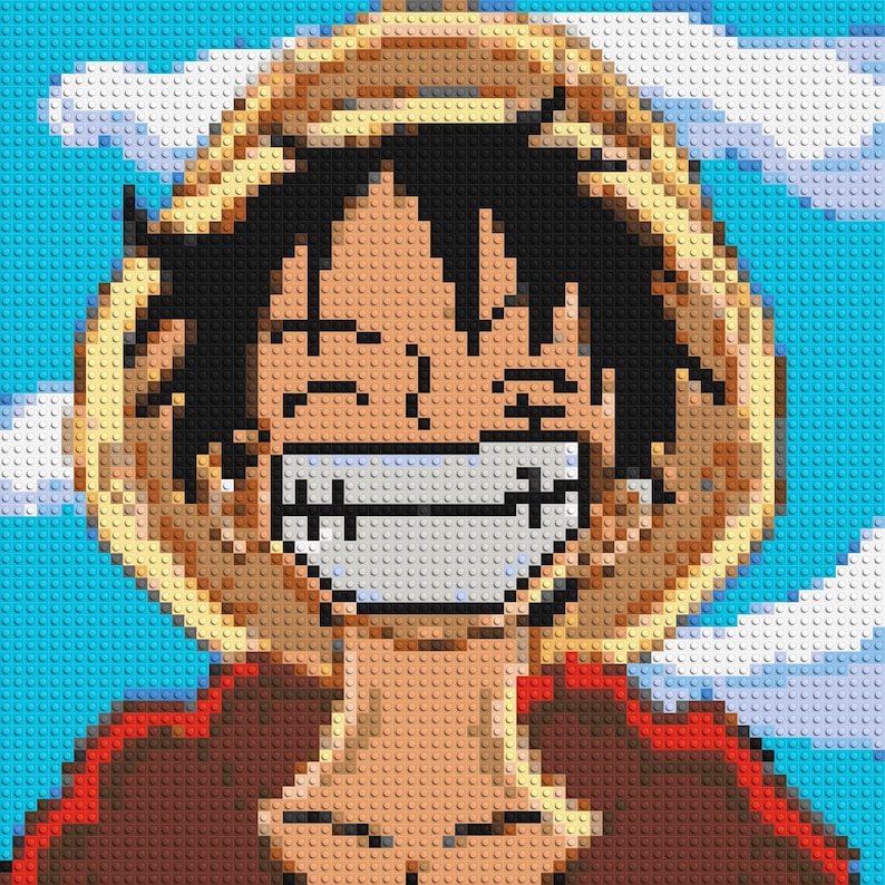 Monkey D. Luffy Pixel Art - Brick Art Mosaic Kit - Etsy