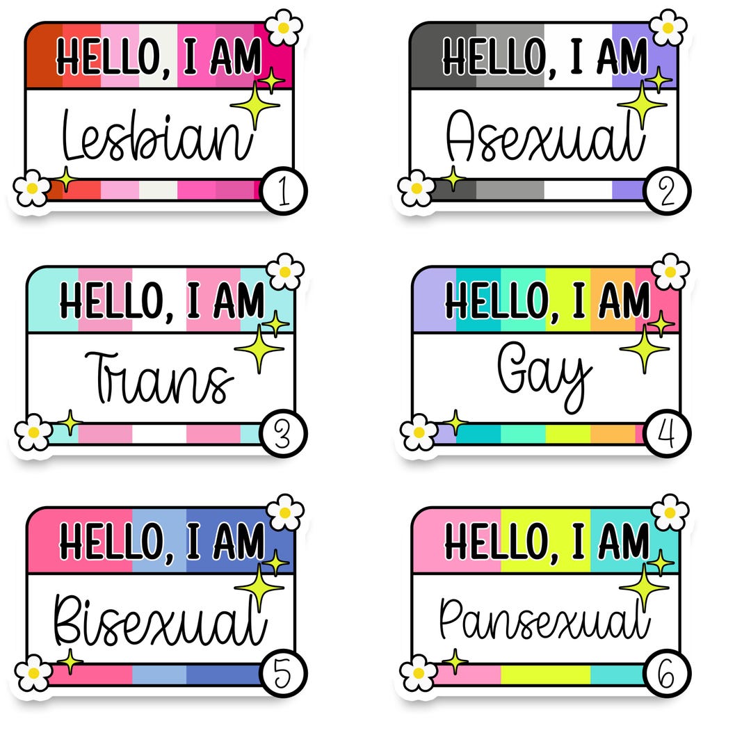 Custom Pride Name Tag Sticker, Personalized LGBT Decal, 3 Inch Retro ...