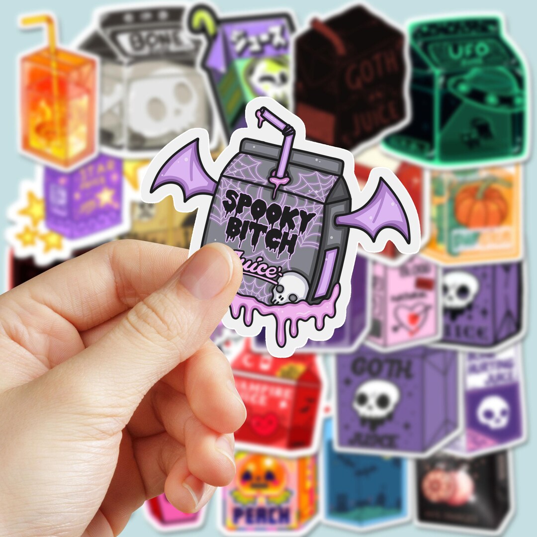 Spooky Juice Box Sticker Pack: 25 Goth Halloween Vinyl Decals - Etsy