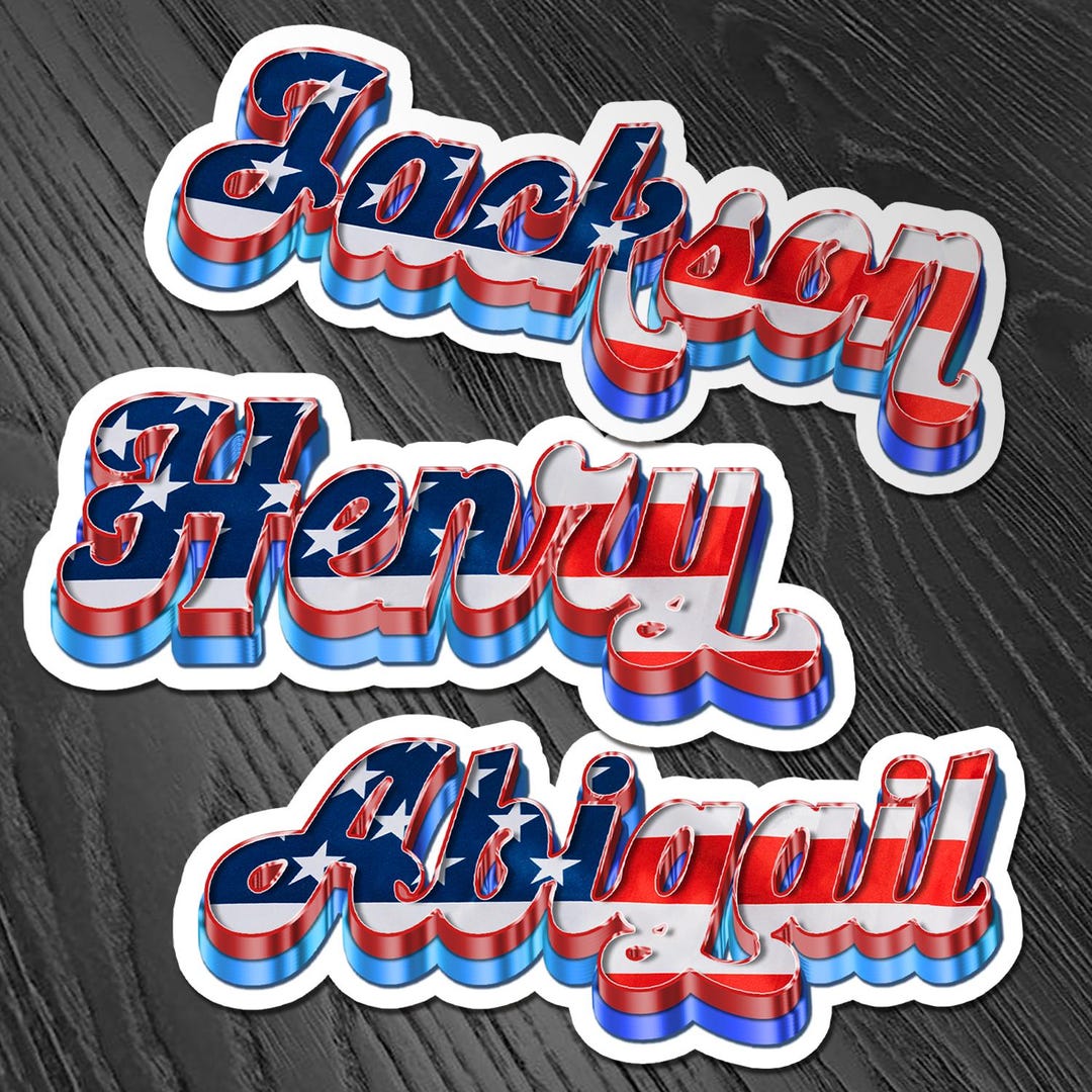 Personalized USA Flag Name Sticker, Custom Name Decal for Trucks, Cars ...