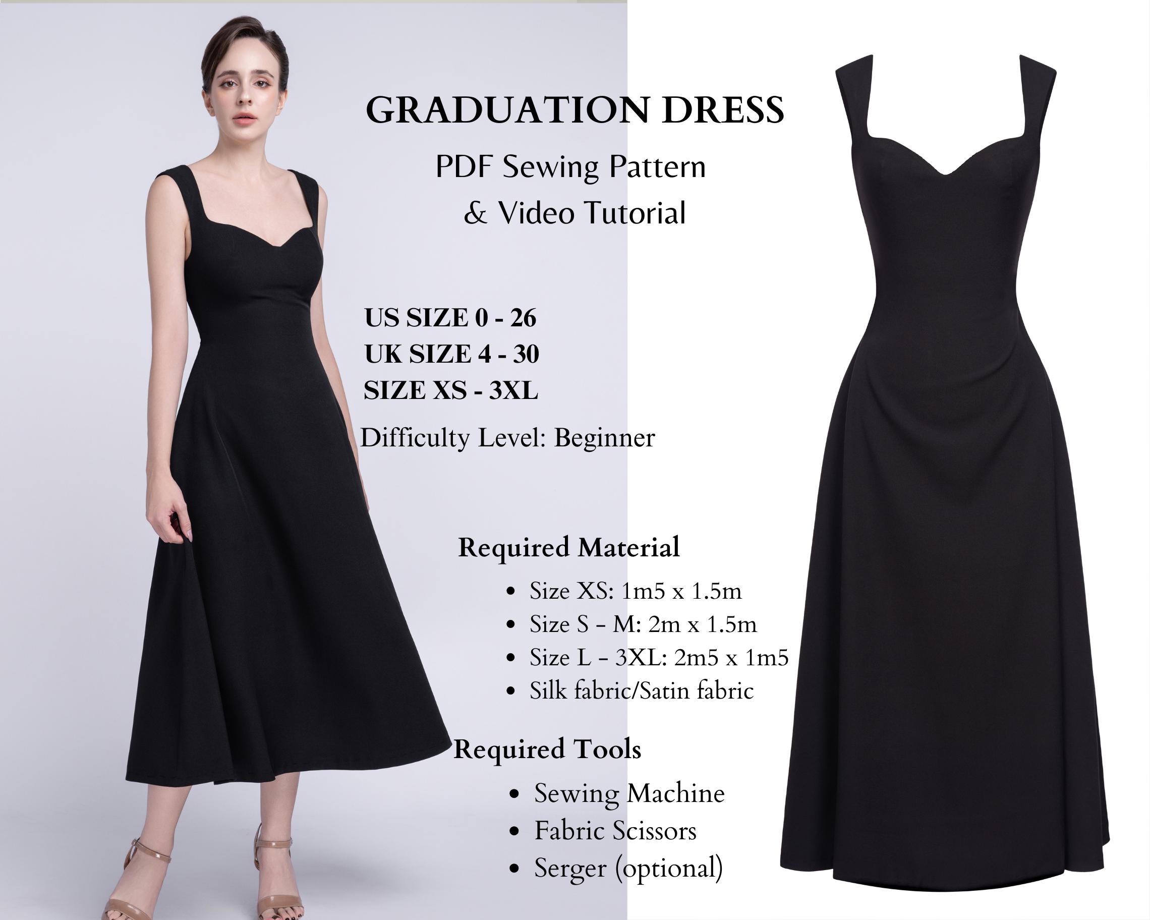 Digital PDF Sewing Patterns for Sweetheart Neck Graduation Dress by ...