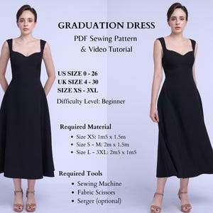 Digital PDF Sewing Patterns for Sweetheart Neck Graduation Dress by ...