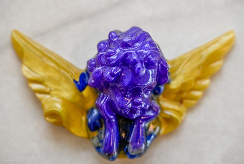 Purple Gold Epoxy Resin Angel, Garnet Crystals, Good Fortune - Etsy