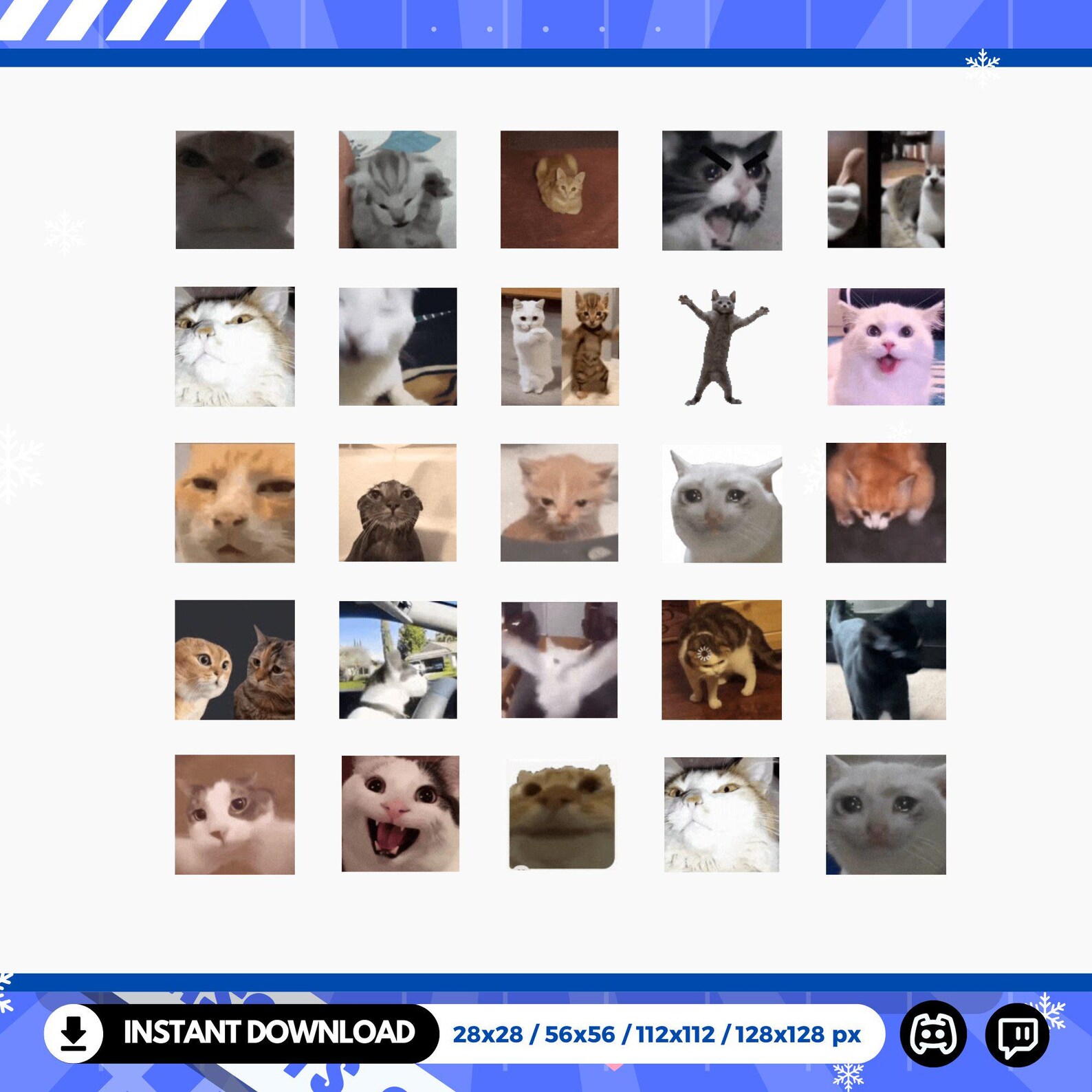 100 Animated Meme Cat Emotes: Twitch, Discord, Youtube (digital ...