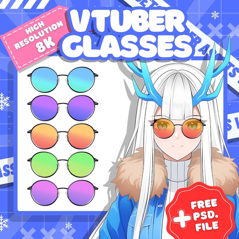 Vtuber Round Glasses Asset: Colorful Transparent PNG (premade), 5 Image ...