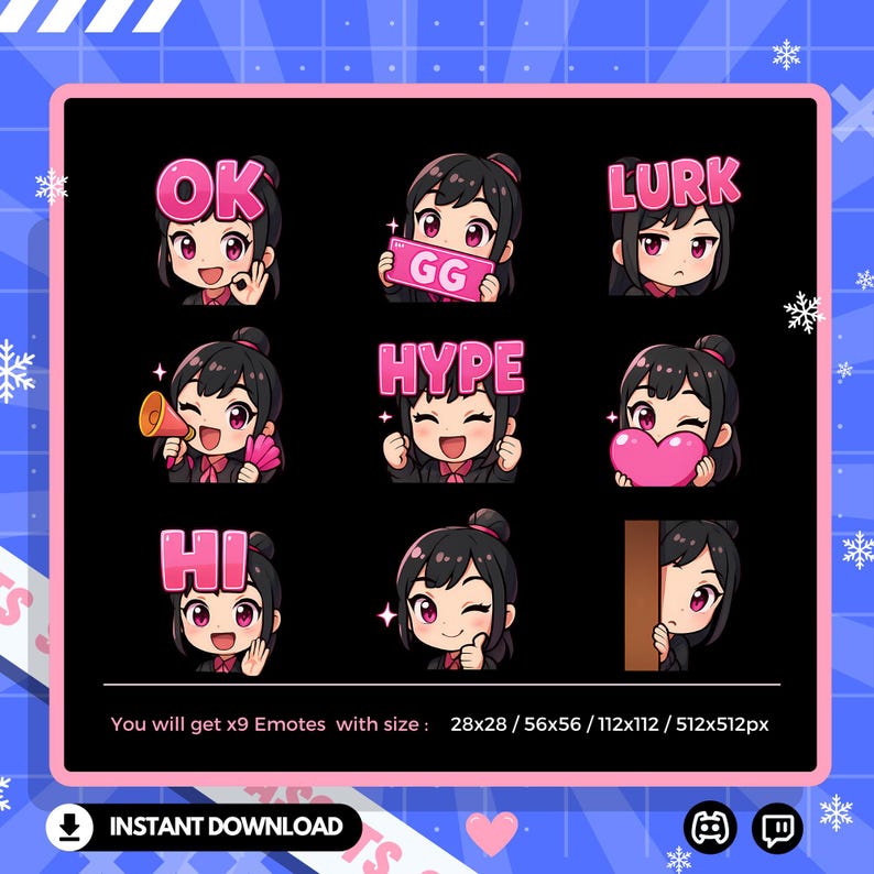 Cute Girl EMOTES Pack | Twitch Emotes | Discord | Youtube | Streaming ...