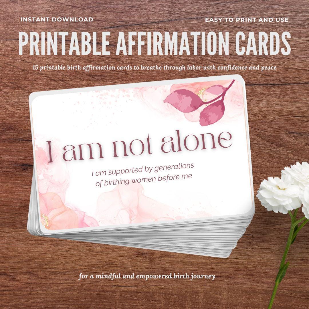 Gentle Birth Affirmation Cards Printable – 15 Positive Labor Quotes ...