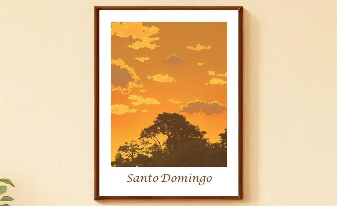 Santo Domingo, Dominican Republic Anime Style Canvas, Tree Silhouette ...