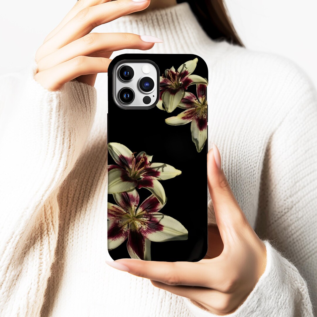 Hand Painted Flower Tough Orchid Phone Case, Y2K Aesthetic, Trendy ...