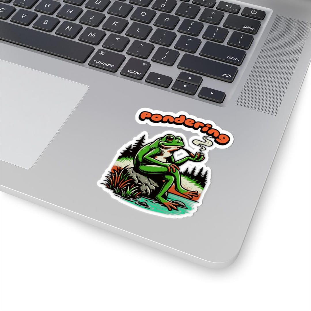 Pondering Frog Kiss-cut Stickers, Fun Laptop Decals, Unique Frog Art ...