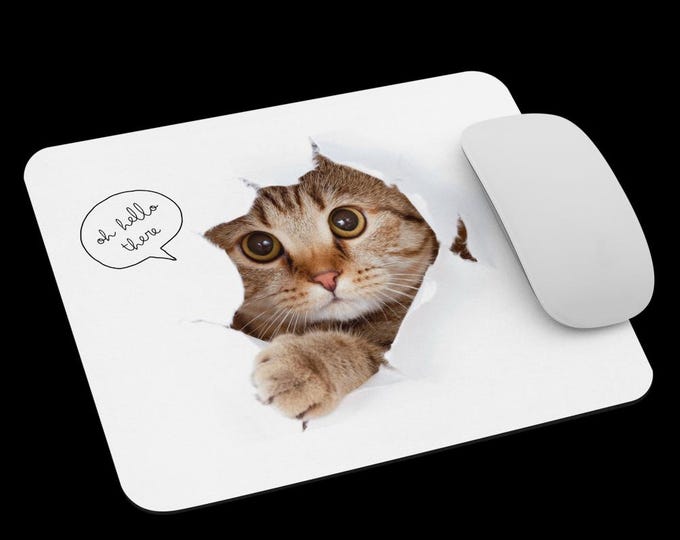 Black Cat Mouse Pad, Funny Cat Mouse Pad, Mouse Pad With Cat, Cute ...