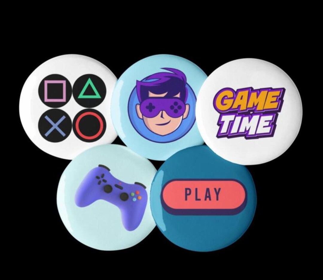 Set of 5 Pin Buttons Gamer 1.5inch - Etsy