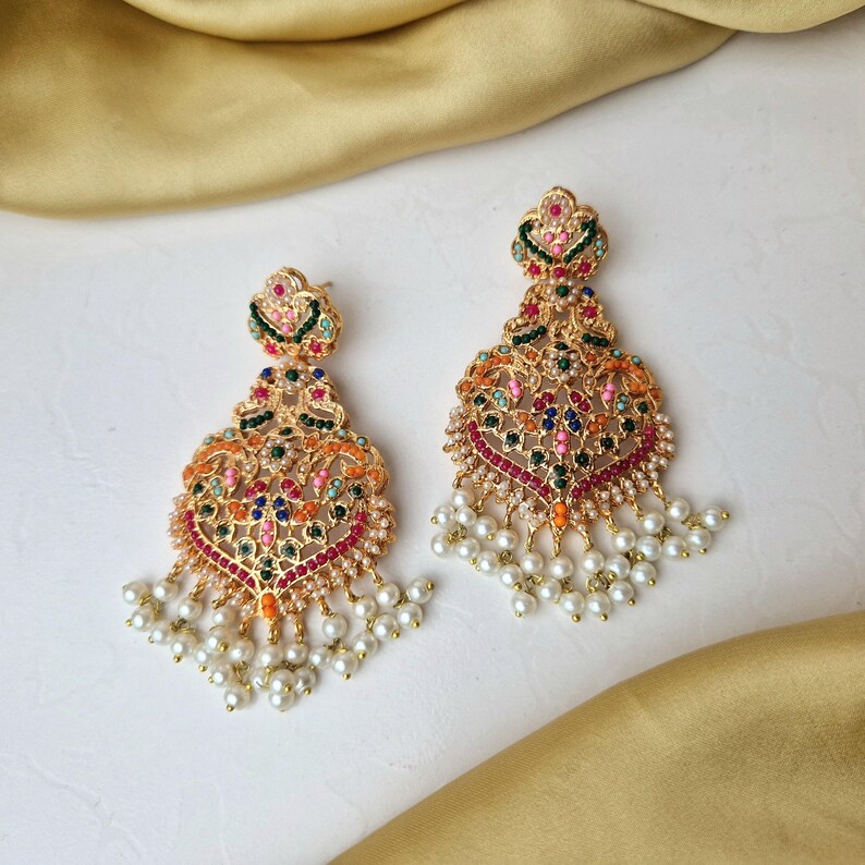 Multicolor Naurattan Bridal Set – Traditional Necklace With Earrings ...