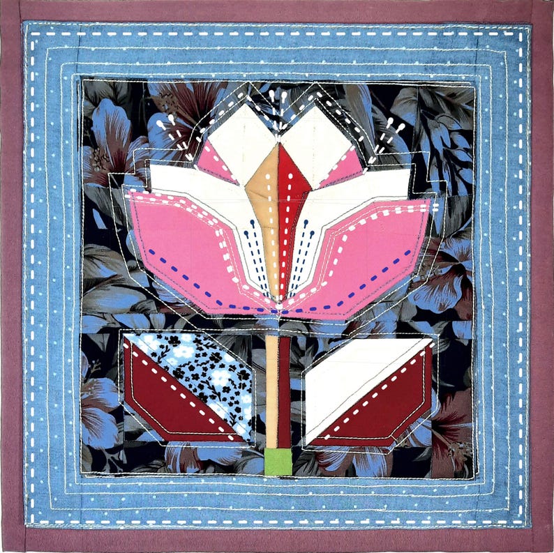 Lotus FPP Quilt Block Pattern PDF, Geometric Flower Foundation Paper ...
