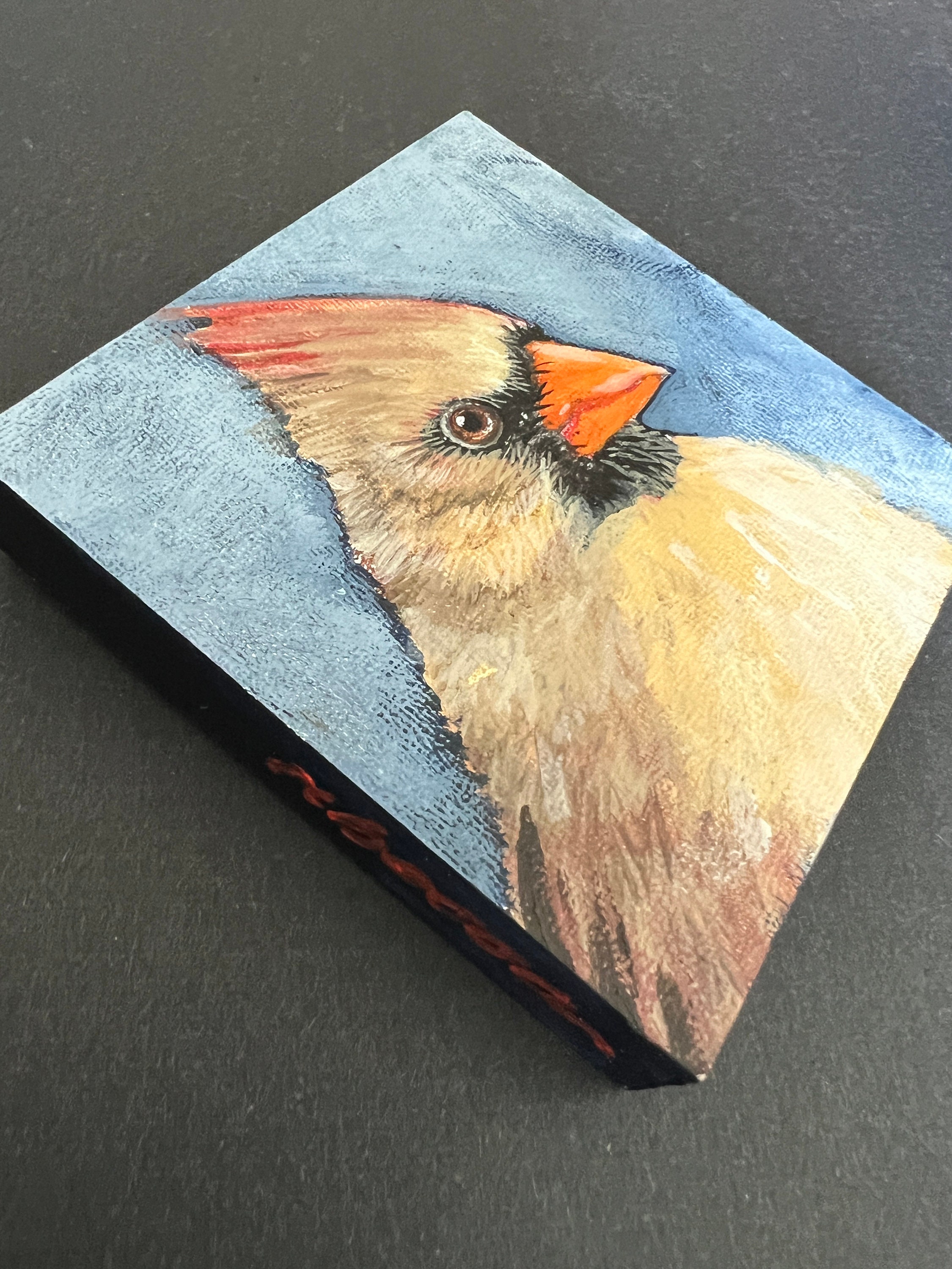 Cardinal Original Female Cardinal Painting Portraits 4" X 4" Acrylic on ...