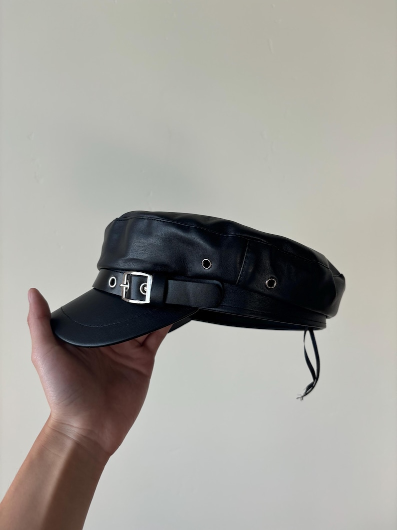 Black Emo Newsboy Hat: Gothic Rave Beret With Silver Buckle - Etsy