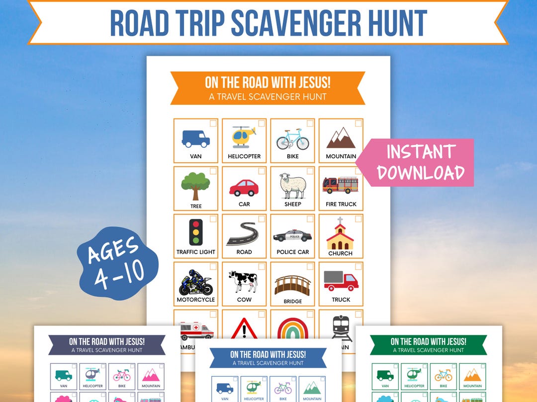 Road Trip Scavenger Hunt for Kids Summer Travel Activity Car Game for ...