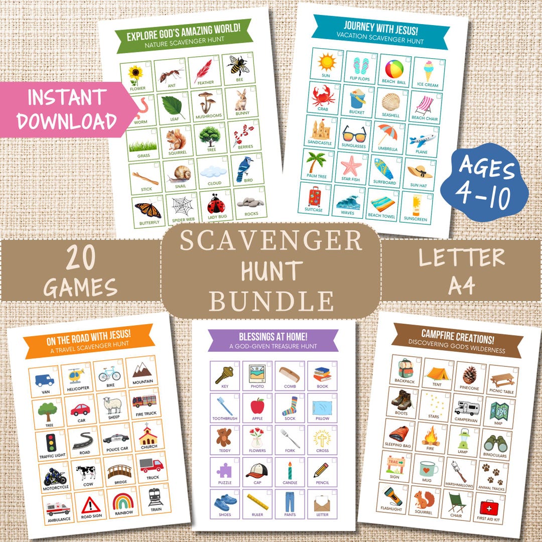 Scavenger Hunt Activity Bundle for Kids Travel Busy Book Indoor ...