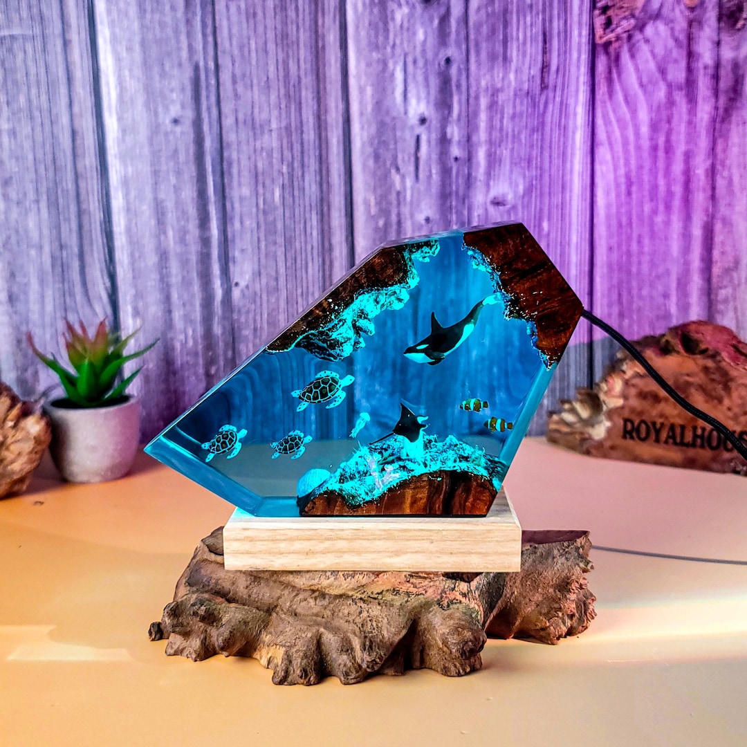 SA03 Epoxy Resin Fairy Lights, Resin Bedside Lamp, Handmade Epoxy Resin ...