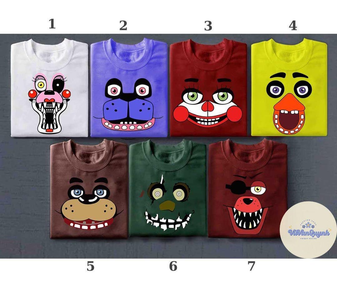 Five Nights at Freddy's Characters Costume Shirt, Halloween Horror ...